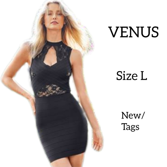 VENUS | Dresses | Venus Lace Detail Bandage Dress Black Color Size L ...